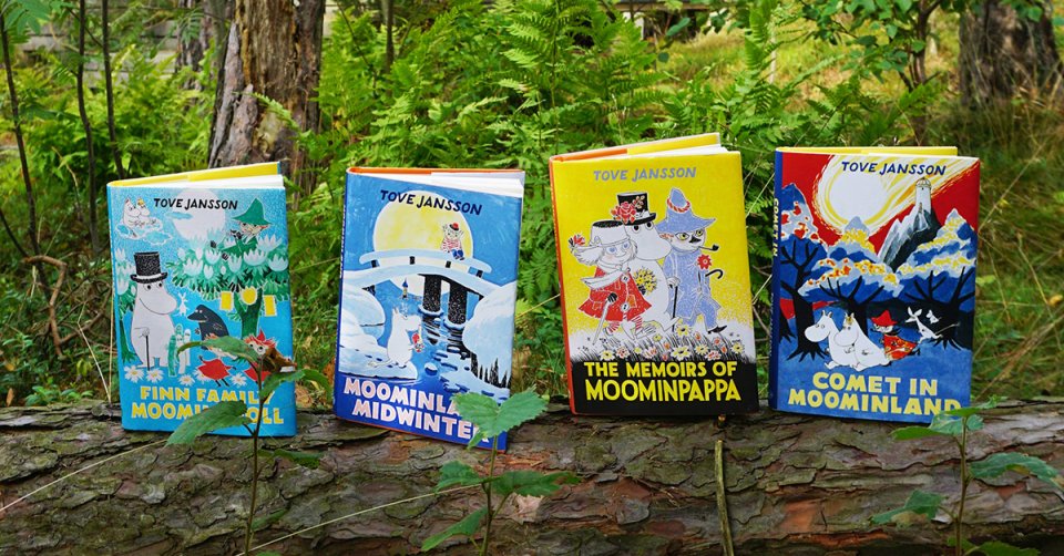 Collectors’ Edition Moomin books with vintage layouts and maps