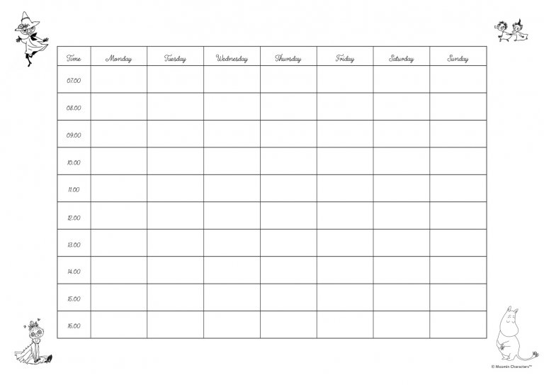 Moomin schedule – print out for free and keep track of your daily ...