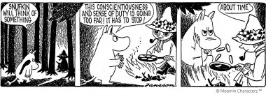 Snufkin comforts Moomintroll in Norway's special Moomin mug