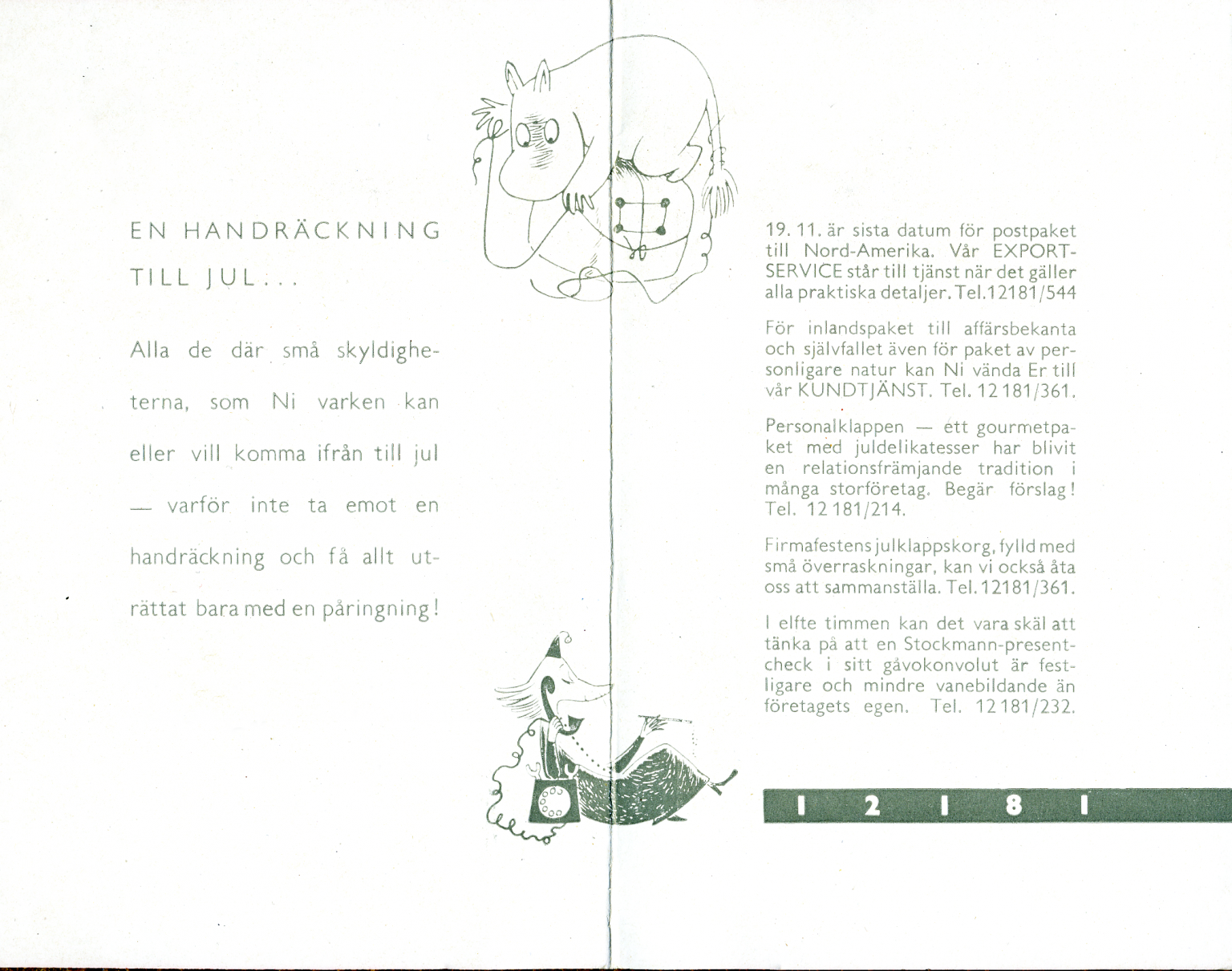 Christmas treat from the archive – Tove Jansson’s advert for Stockmann