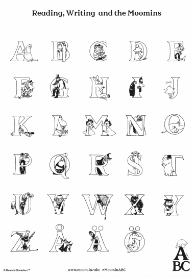 Free Moomin ABC colouring pages are here to delight