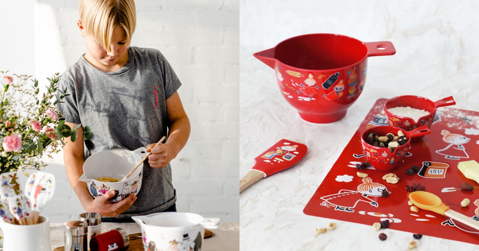 Moomin baking tools and a delicious cookie recipe for Moomin fans