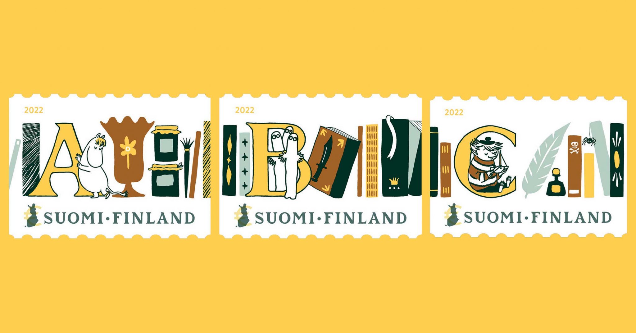 The new Moomin ABC stamps encourage reading and writing skills