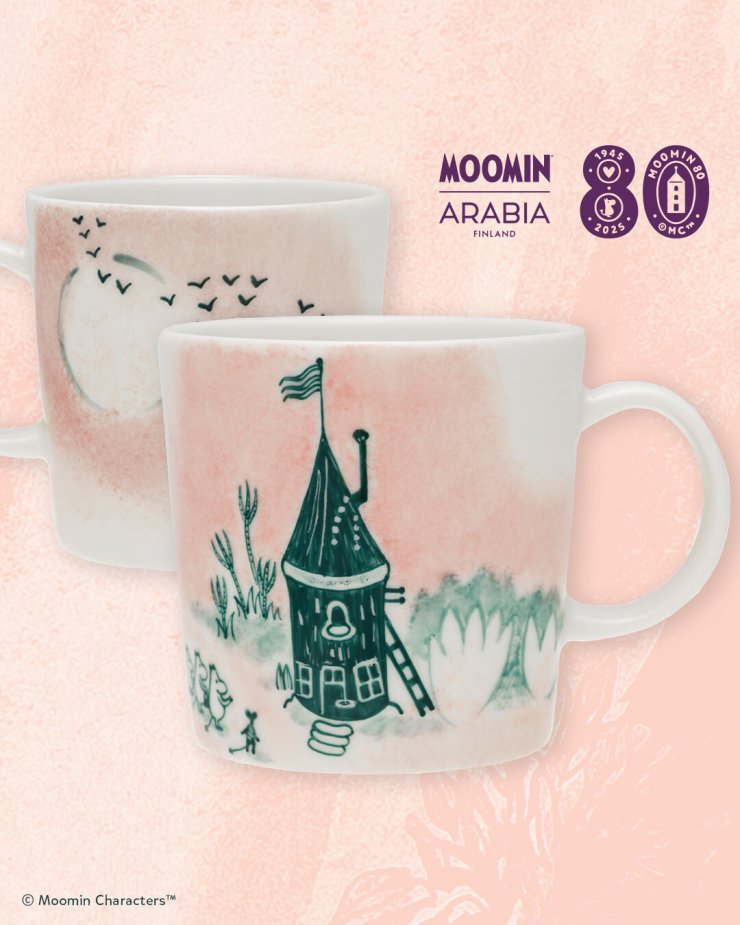 Koti-muumimuki: käsinmaalattu Muumi 80 -juhlavuoden erikoisuus